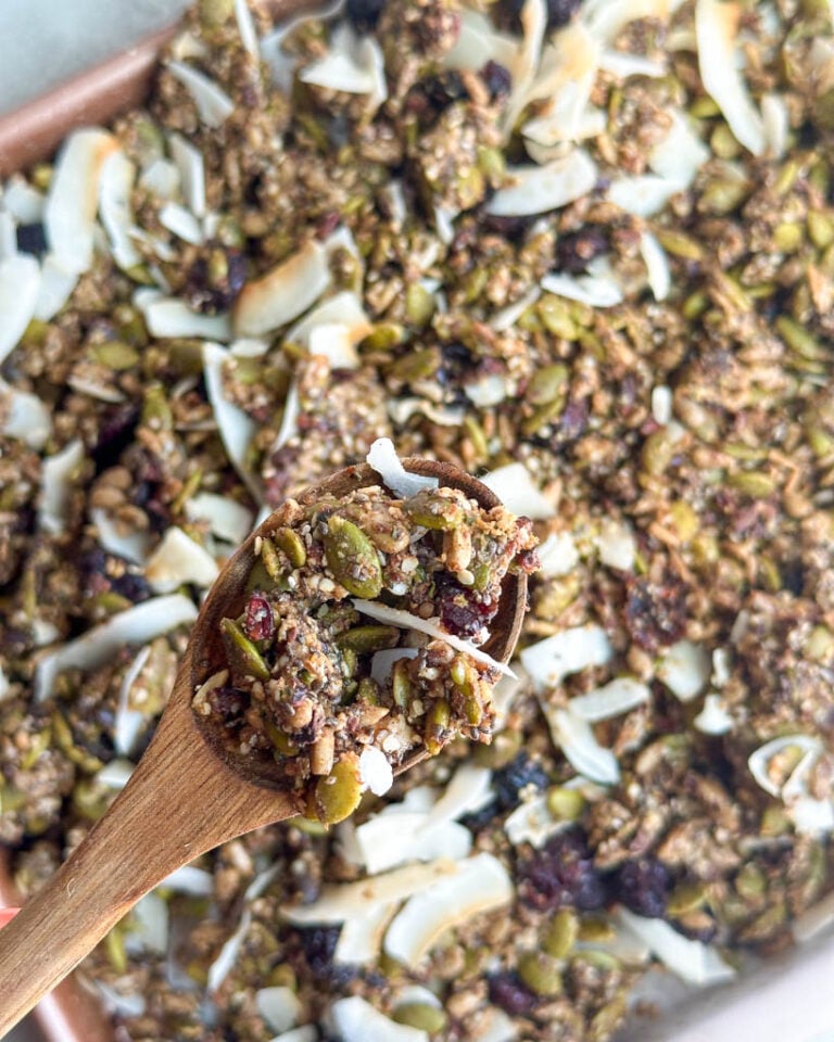 Crunchy Grain Free Super Seed Granola (No Nuts, No Oil!) - Good Food Baddie